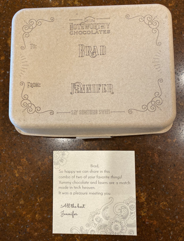 Laser Engraved Personalized Chocolates - Feld Thoughts